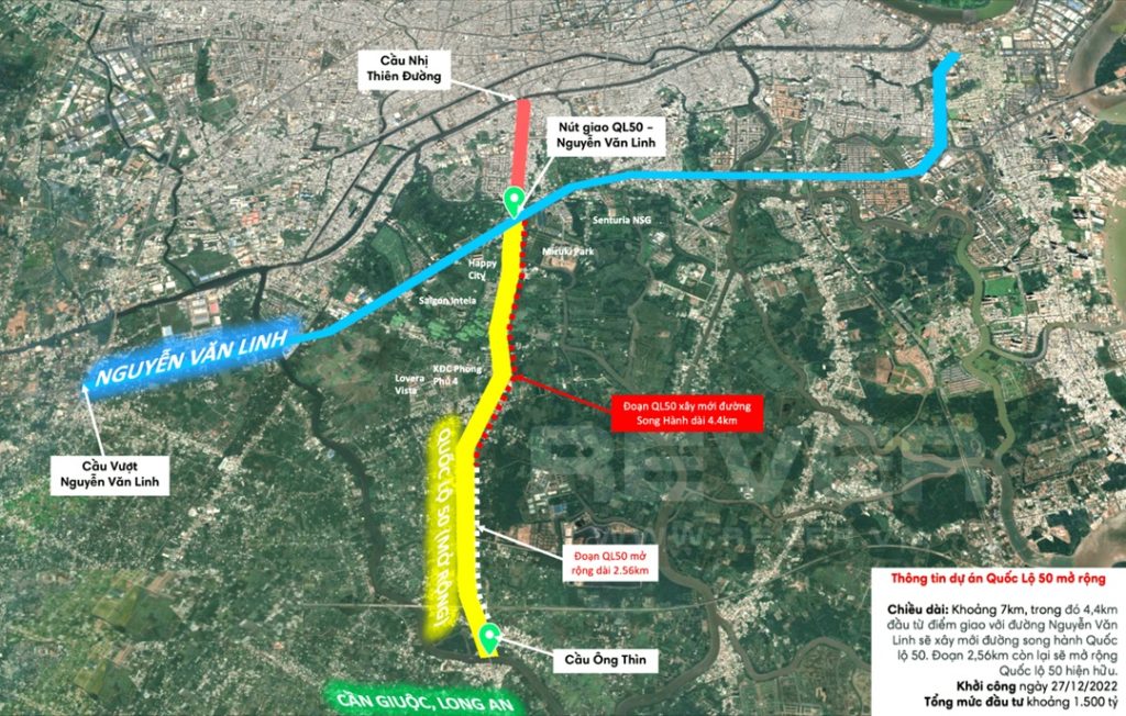 Dự án quốc lộ 50 Song Hành | Bản đồ đường song hành quốc lộ 50